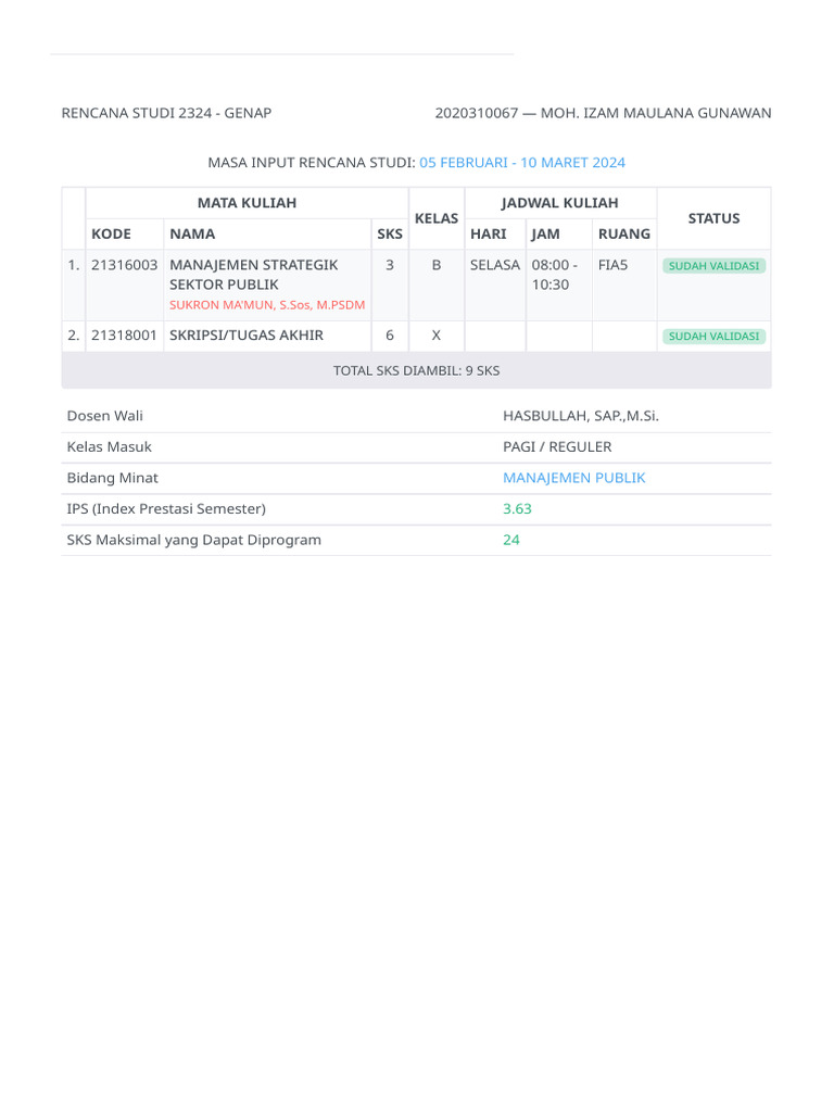 SIMAT - Mahasiswa Krs | PDF