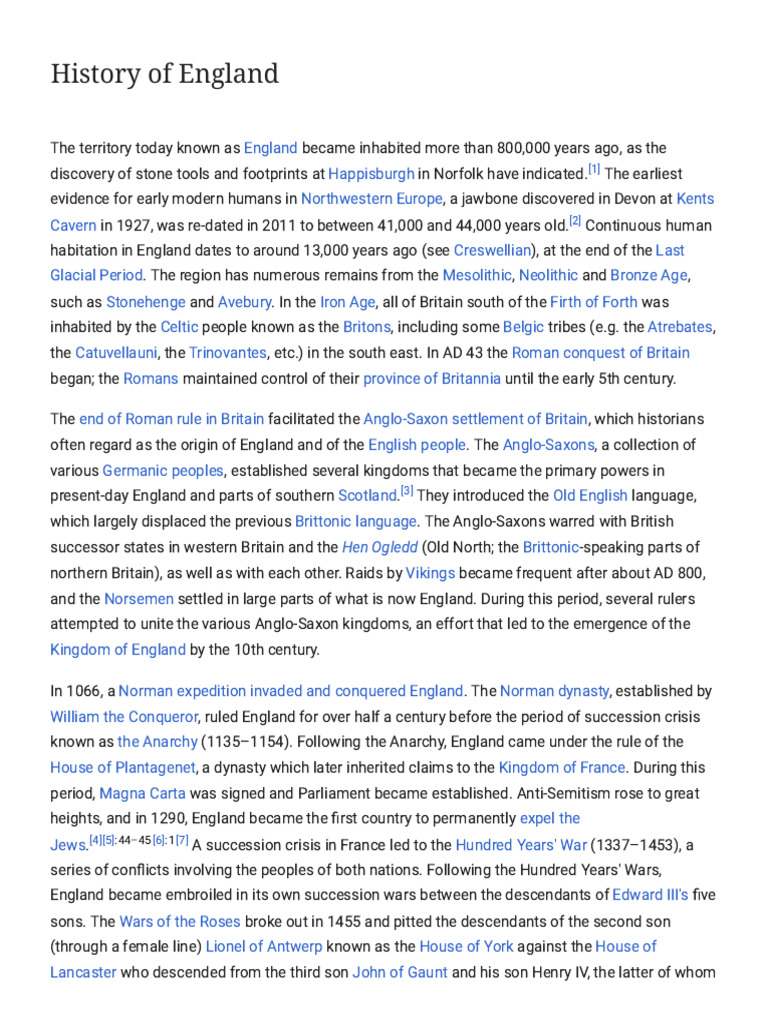 History of England - Wikipedia | PDF | House Of York | Danelaw