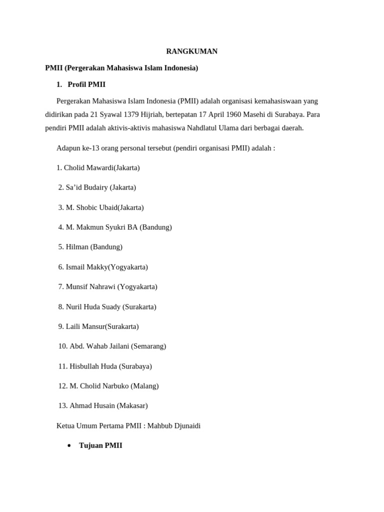 Sejarah dan Visi PMII di Indonesia | PDF