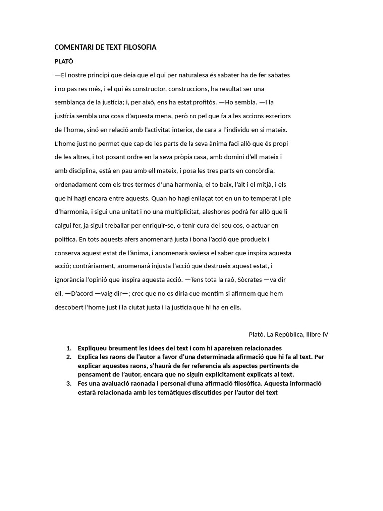 Comentari de Text Filosofia | PDF