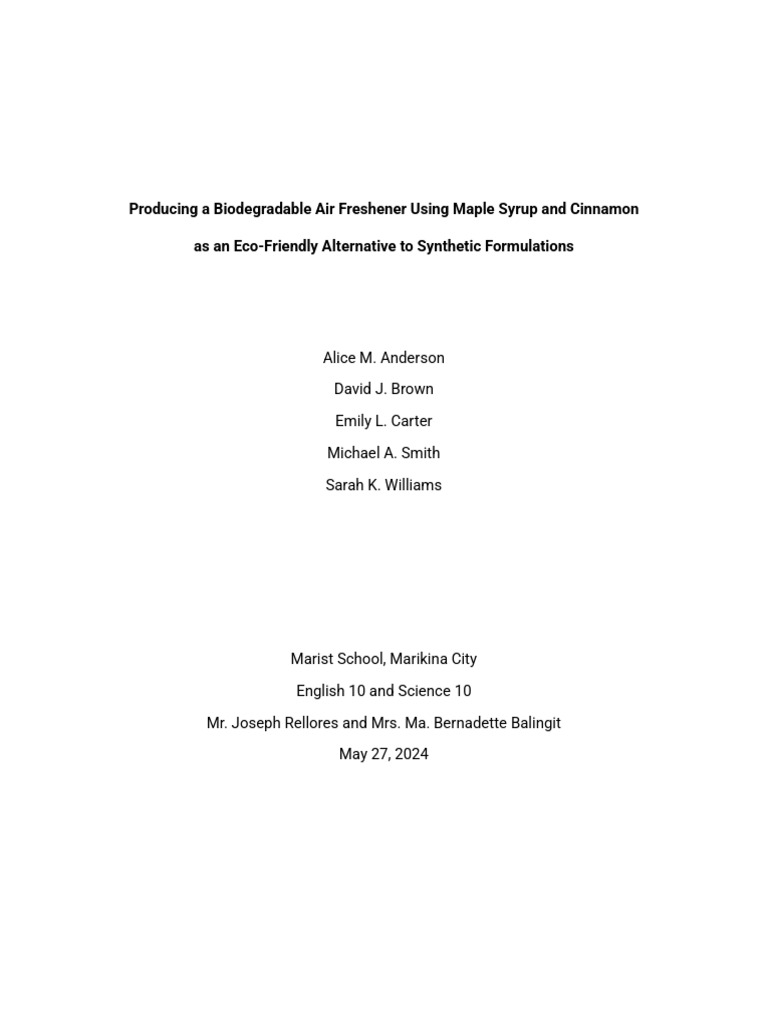 Sample Science Investigatory Project Introduction | PDF | Odor ...