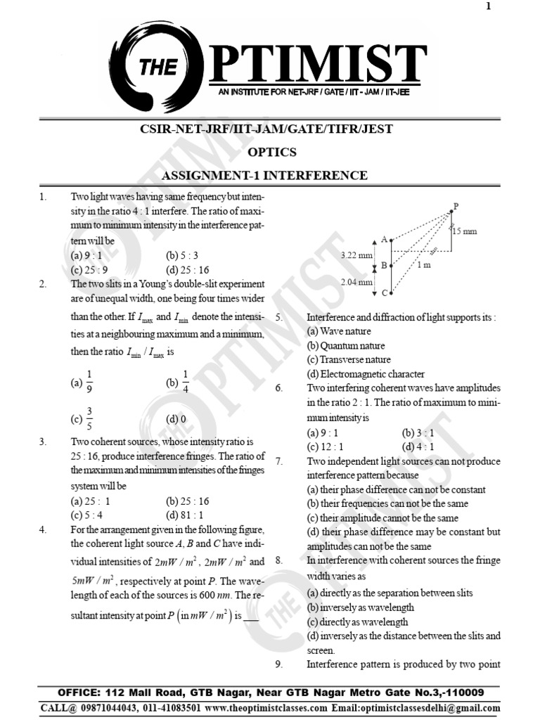 1 Interference | PDF | Coherence (Physics) | Interferometry