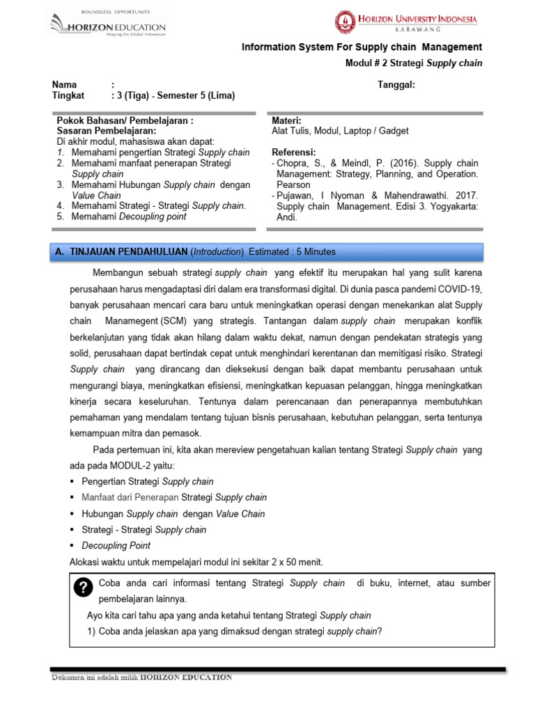 ICT047 - SAS - 02 Strategi Supply Chain Management | PDF | Karier & Perkembangan | Pengelolaan ...