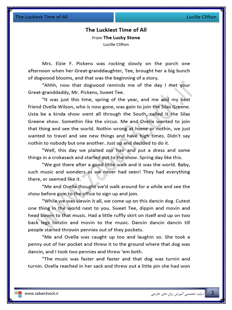 The Luckiest Time of All English | PDF