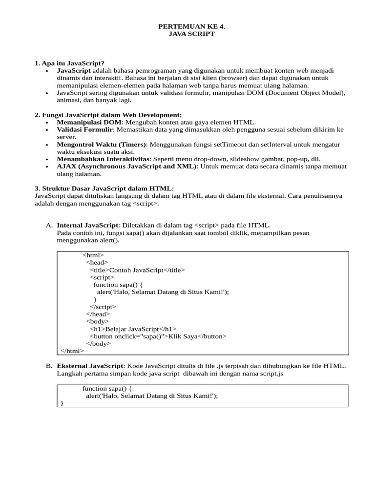 Pertemuan Ke 4 Java Script (Revisi) | PDF