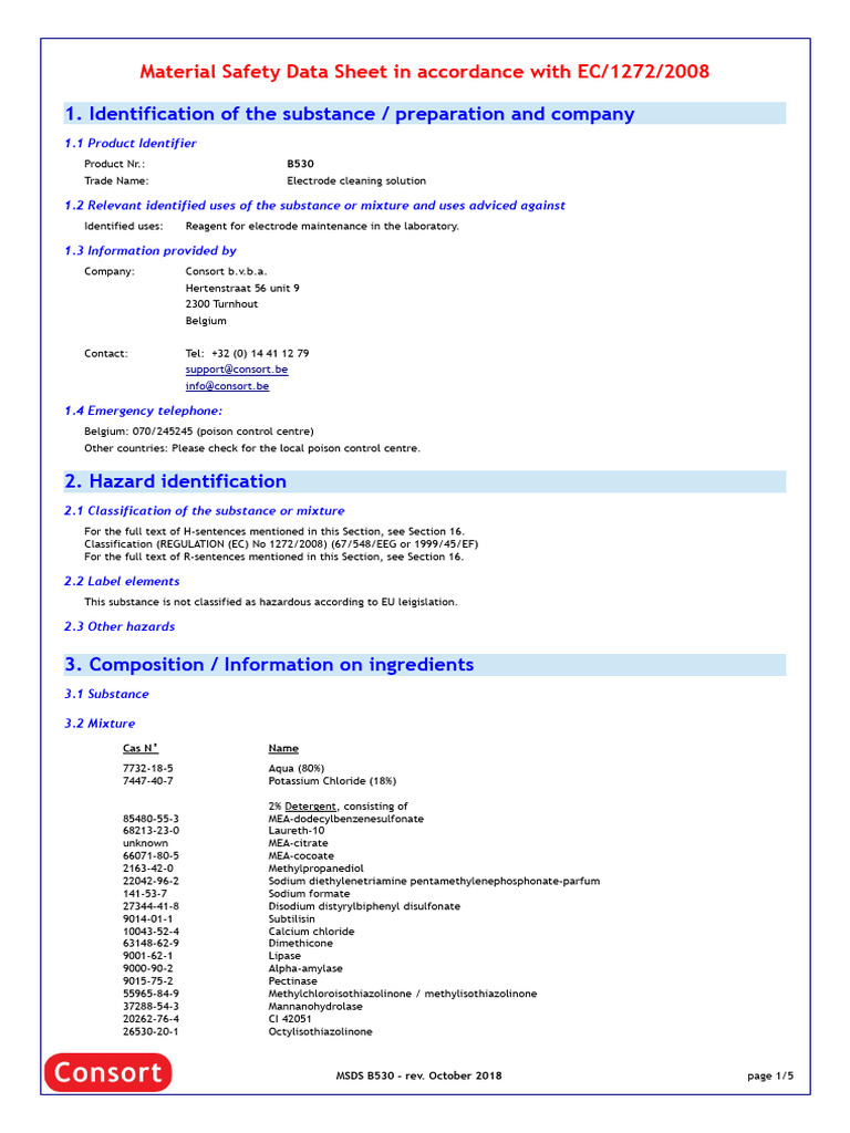 MSDS B530 | PDF | Toxicity | Dangerous Goods
