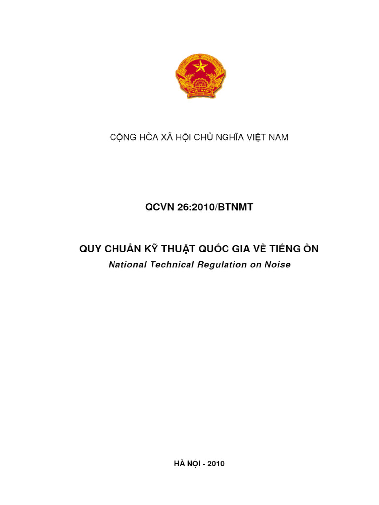 QCVN 26 - 2010 - BTNMT - Quy chuẩn kỹ thuật quốc gia về tiếng ồn - | PDF
