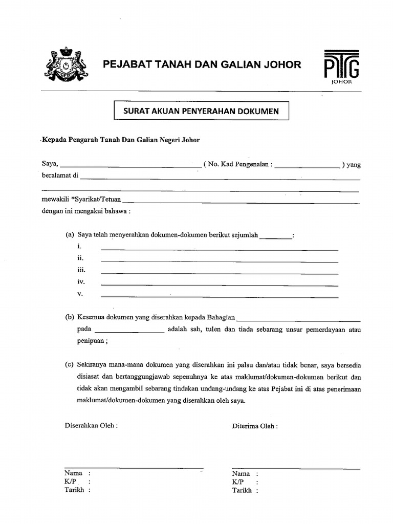 Akuan Perserahan PTG | PDF