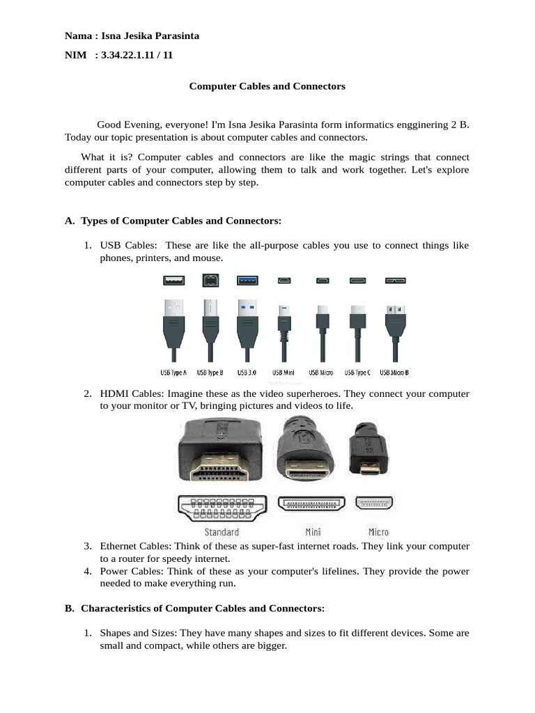 Computer Cables & Connectors Guide | PDF
