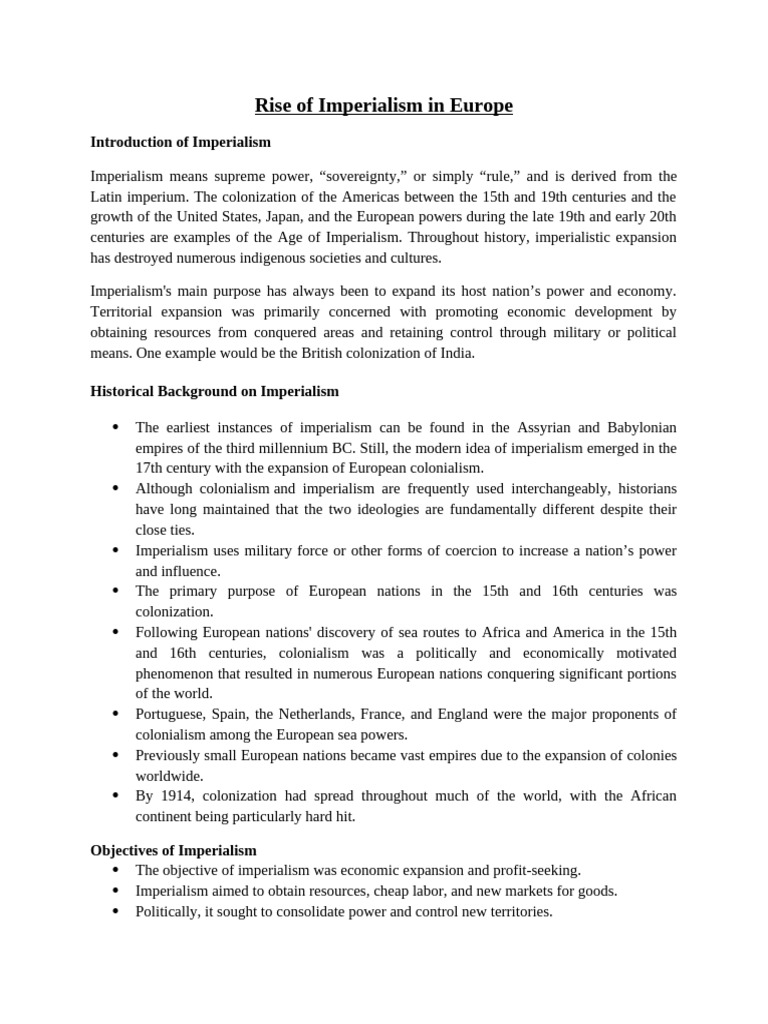 Imperialism's Impact on Europe | PDF | Imperialism | Colonialism