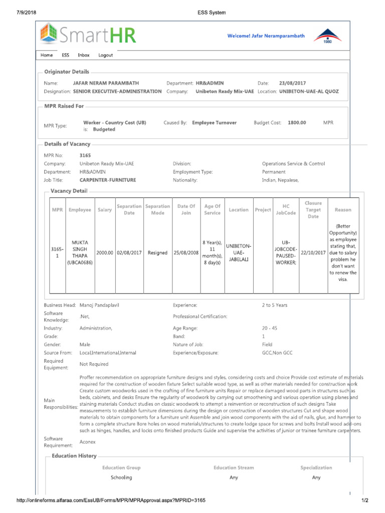 Carpenter Mpr-Rejected 3165 | PDF