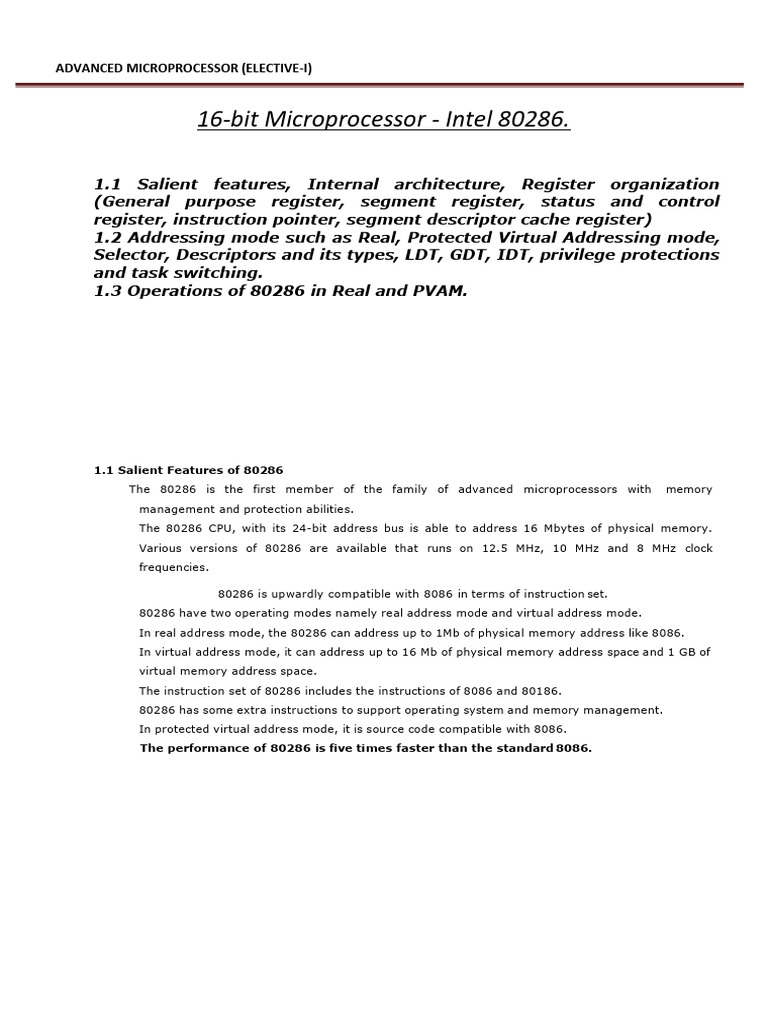 16-Bit Microprocessor - Intel 80286. | PDF | Computer Architecture ...