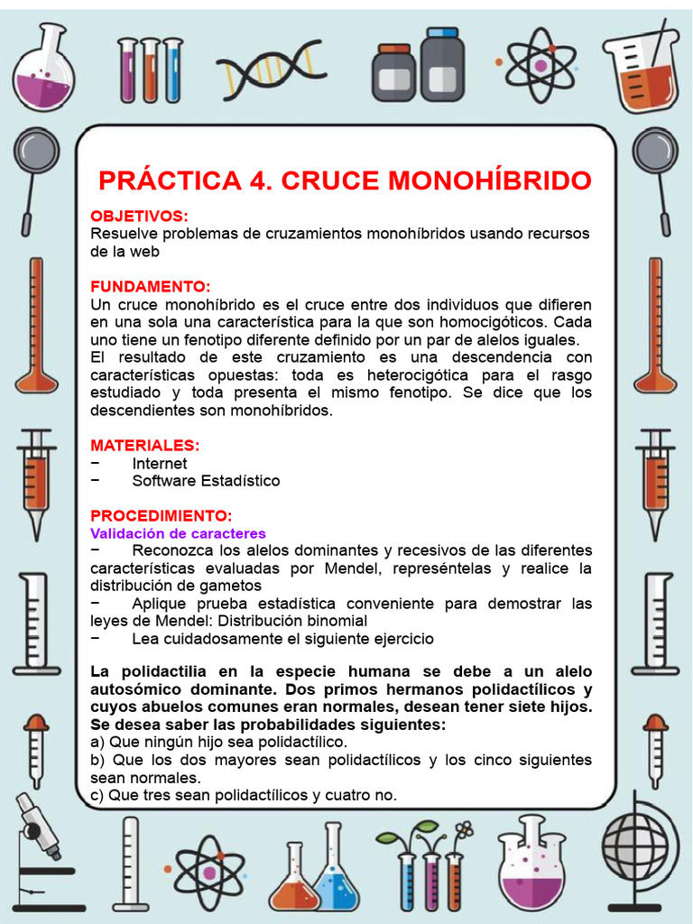 Practica 4. Cruce Monohibrido | PDF | Dominancia (Genética) | Genética