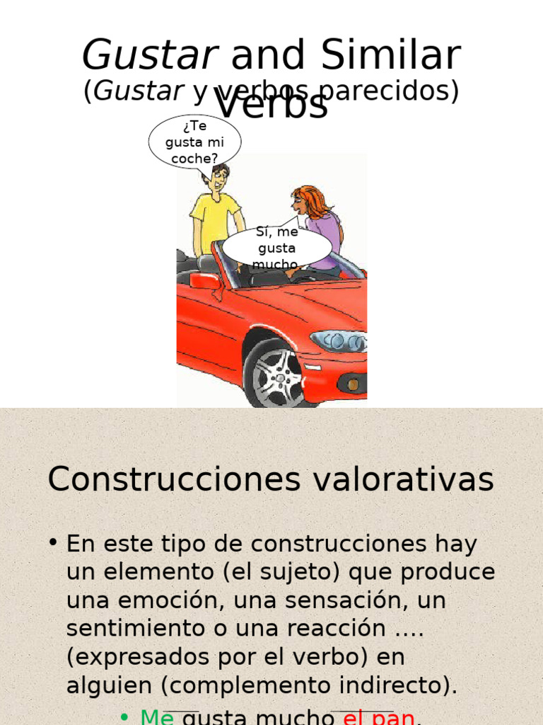 Uso de "Gustar" y Verbos Similares | PDF | Tipología Lingüística ...