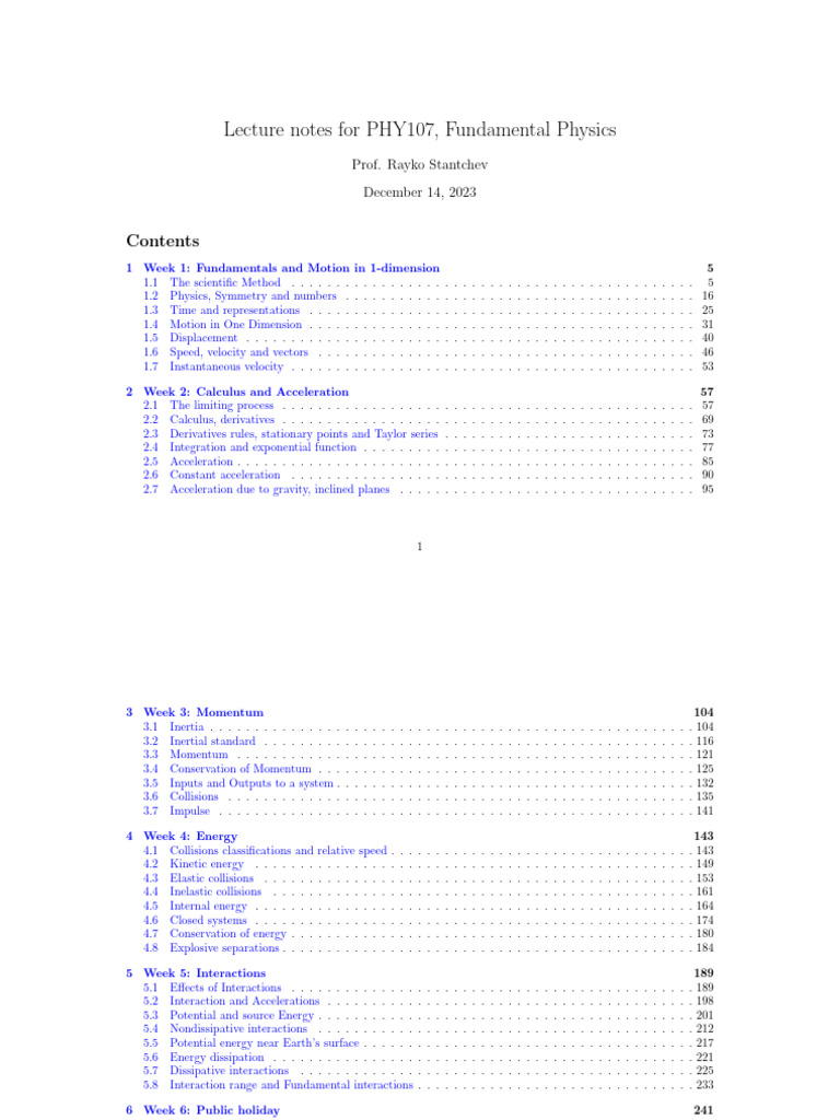 PHY102F Full Lecture Notes | PDF | Mole (Unit) | Classical Mechanics