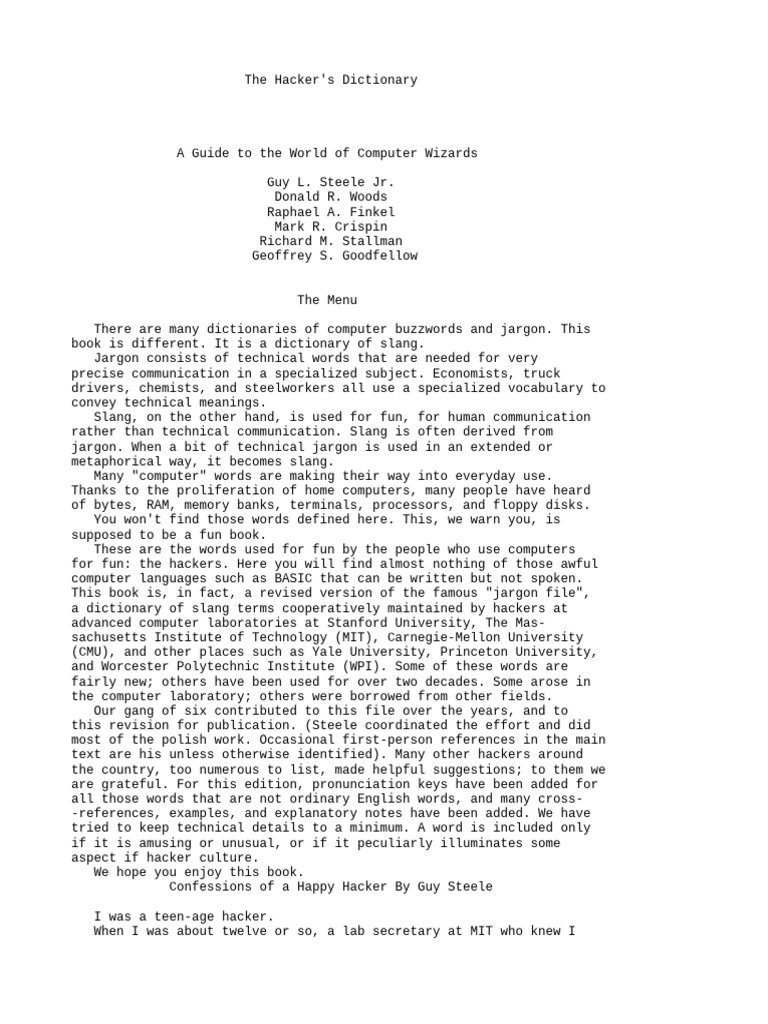 Jargon File (1.5.0) | PDF | Computer Keyboard | Hacker Culture