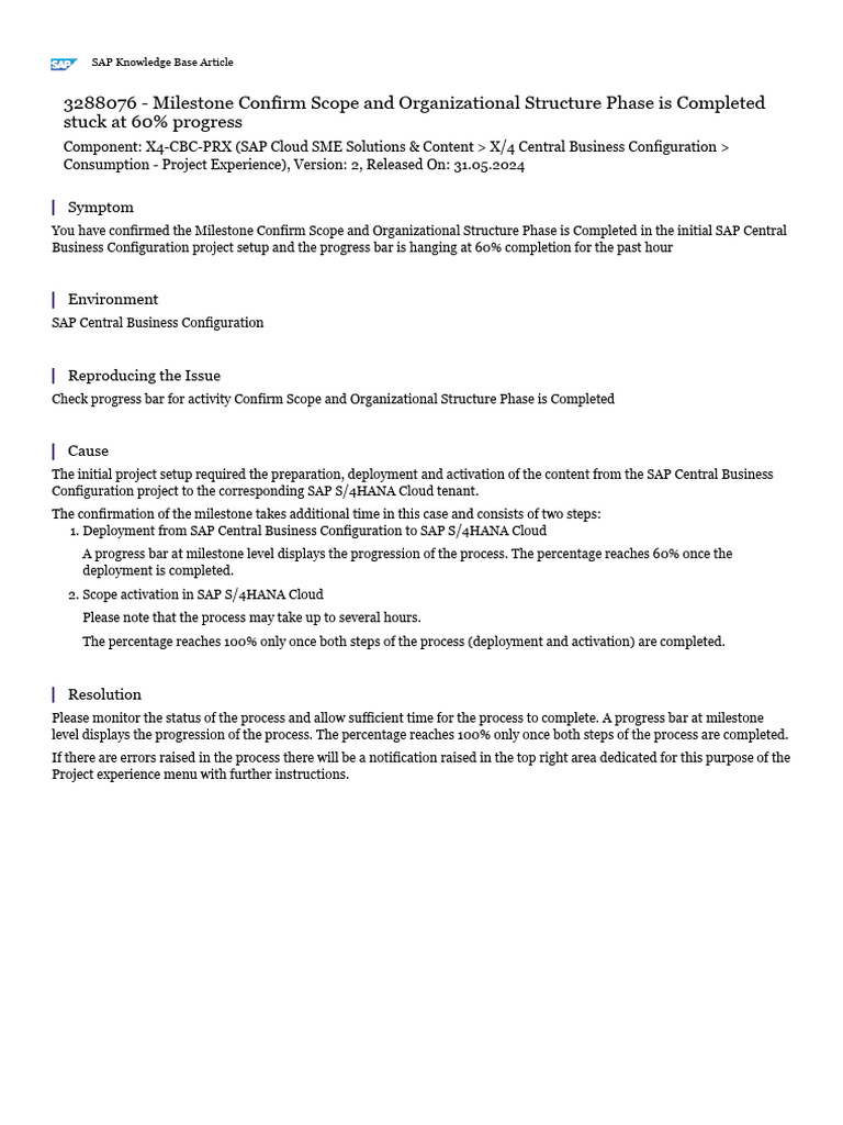 Milestone Confirm Scope and Organizational Structure Phase Is Completed ...