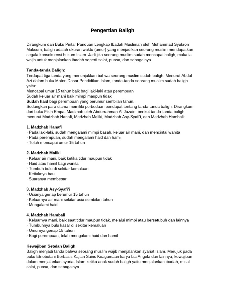 Tanda dan Kewajiban Akil Baligh | PDF