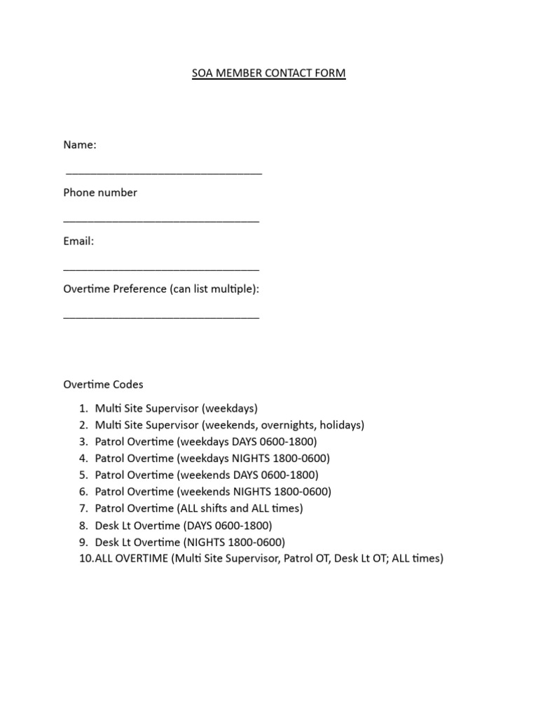SOA Contact Form | PDF