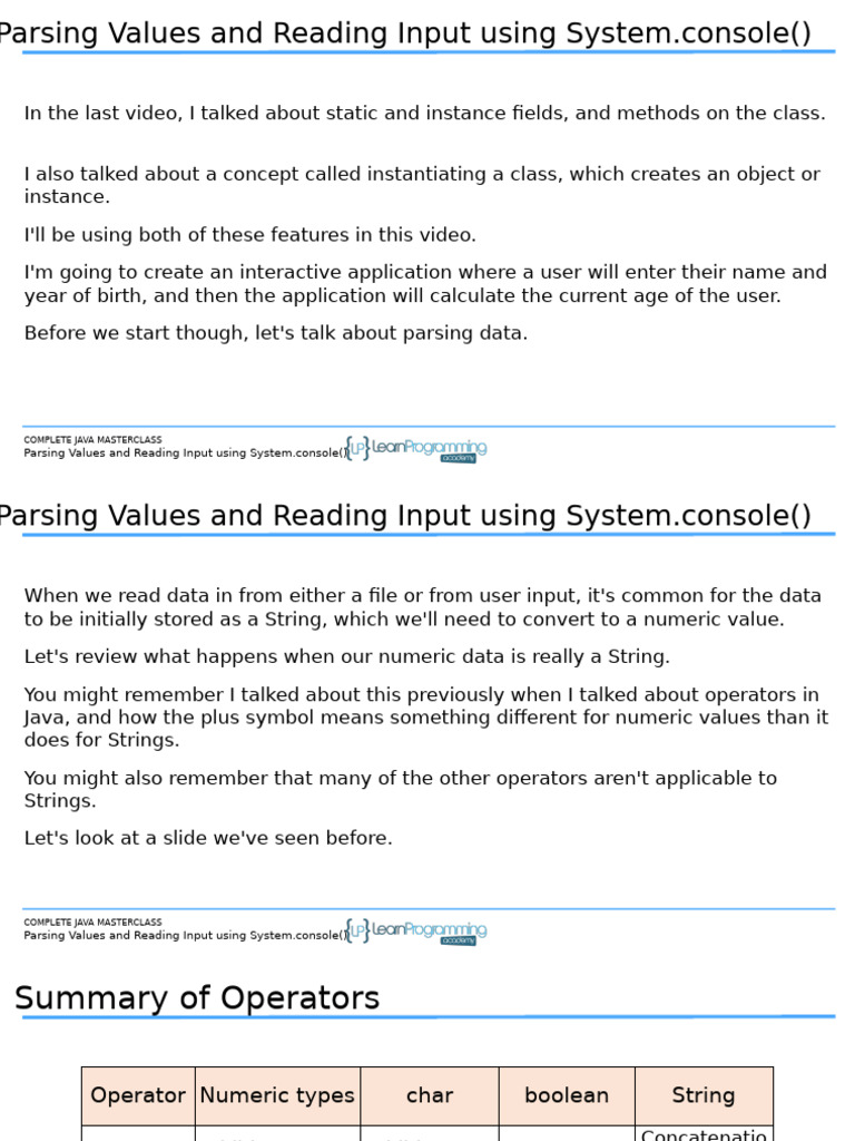 70 Slides Control Flow Parsing Values and Reading Input Using System - Console | PDF | Class ...