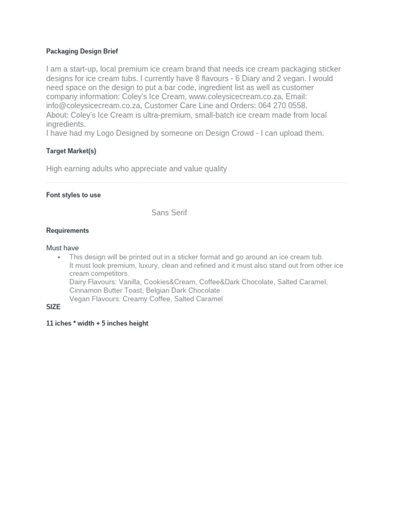 Packaging Design Brief | PDF