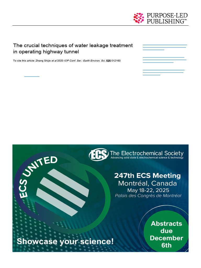 Water Leakage Treatment in Tunnels | PDF | Concrete | Corrosion
