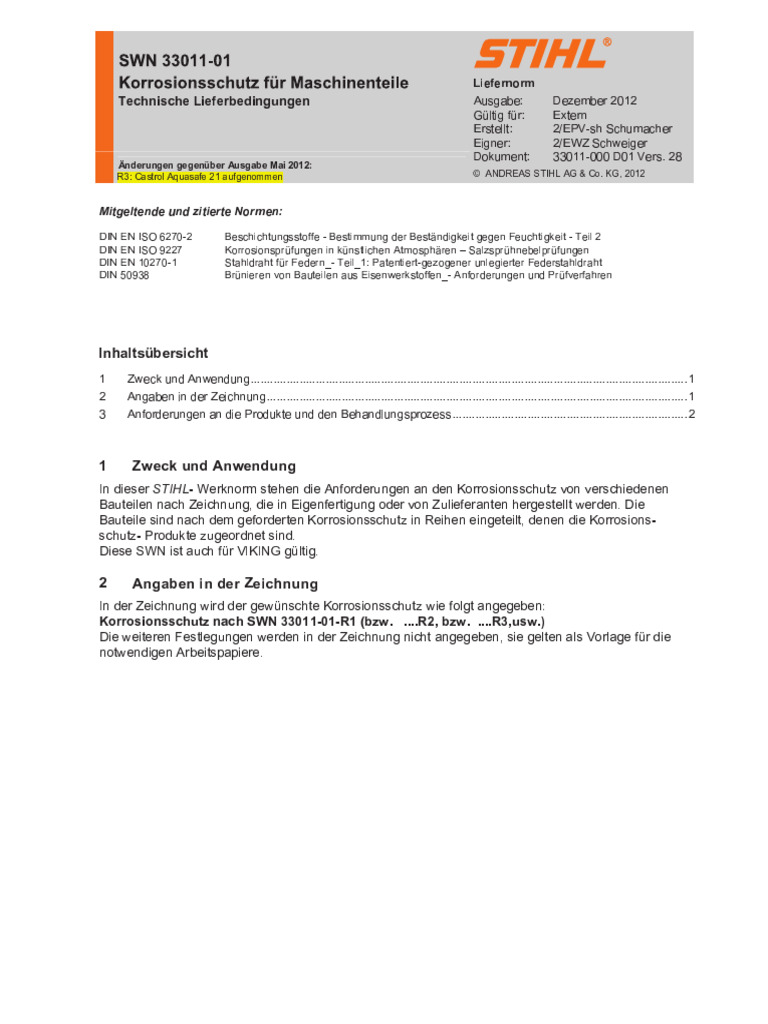 Surface Standard - SWN 33011-01 - STIHL | PDF