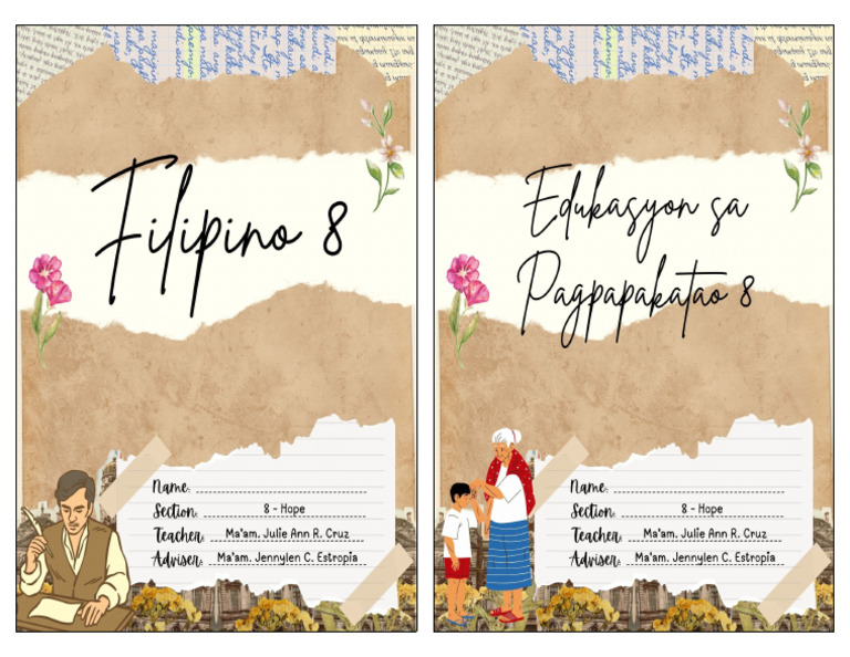 Hope - Filipino at Esp 8 Notebook Cover | PDF