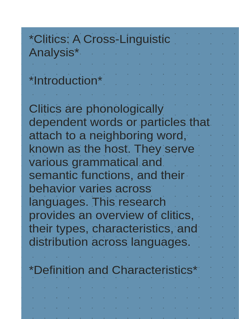 Clitics in English | PDF | Word | English Language