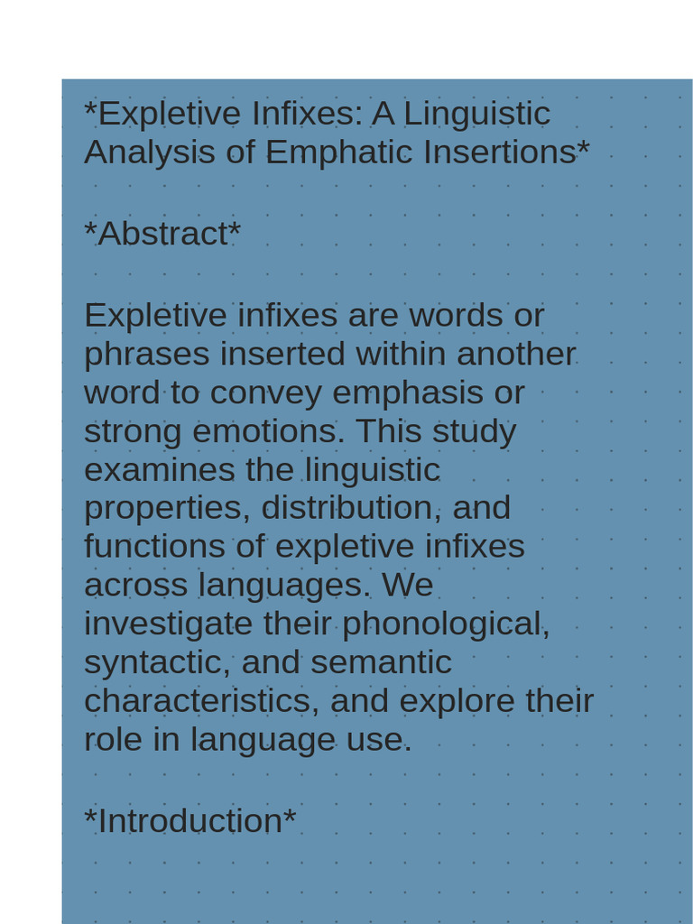 Aspects of Expletive Infixation | PDF | Linguistics | Morphology ...