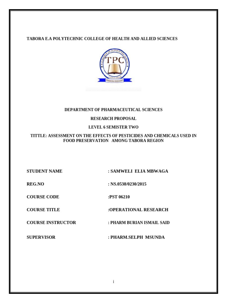 Samweli E. Mbwaga Proposal | PDF | Pesticide | Agriculture