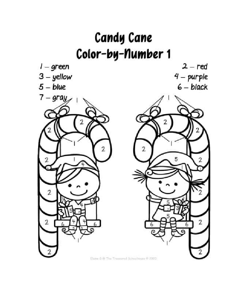 Candy Cane Color by Number | PDF