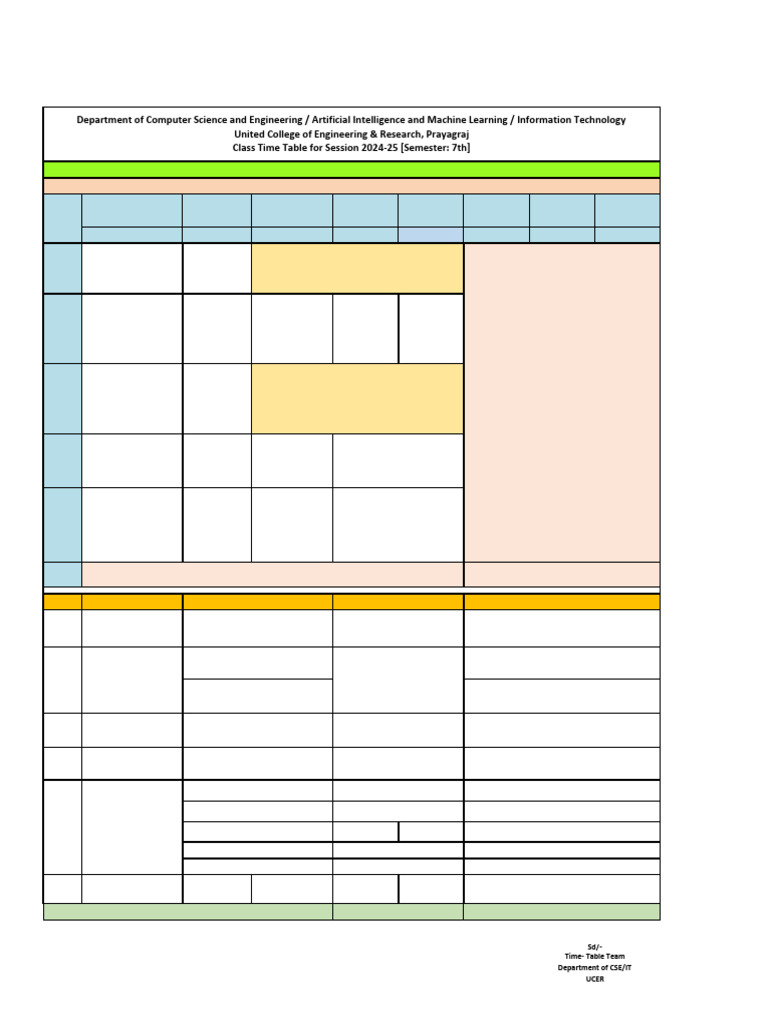 Not Eligible-4th Year Time Table (2024-25) | PDF | Computational ...