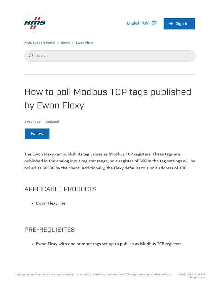 How To Poll Modbus TCP Tags Published by Ewon Flexy - HMS Support ...