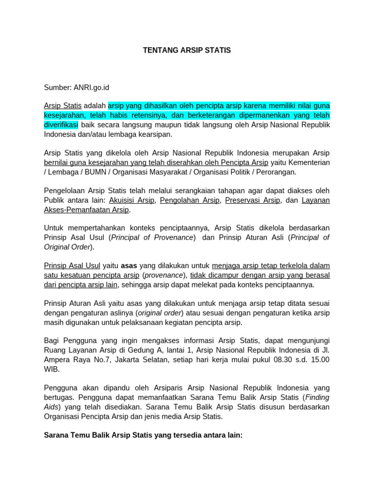 Tentang Arsip Statis | PDF