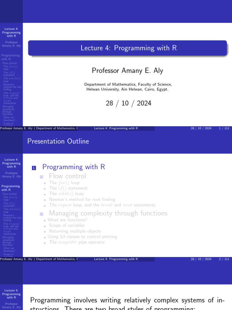Lecture 4 Programming With Rr Pdf Control Flow Scope Computer