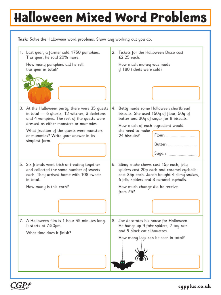 Halloween Mixed Word Problems (Year 6) Printer Friendly | PDF | Candy ...