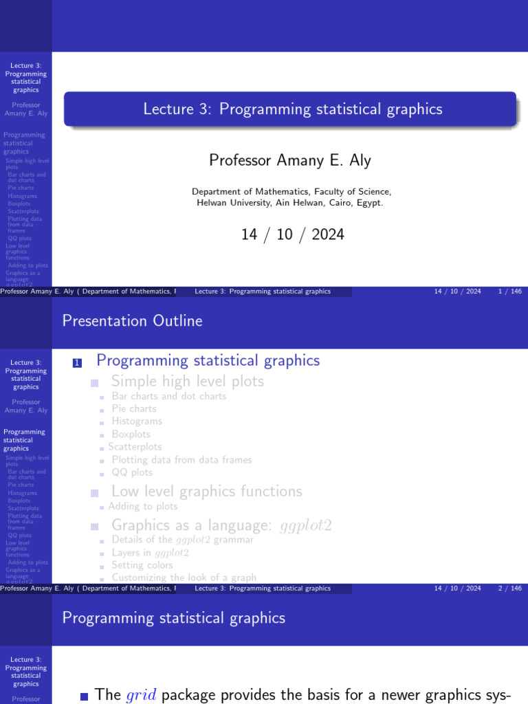 Lecture 3 - Programming Statistical Graphics | PDF | Chart | Scatter Plot