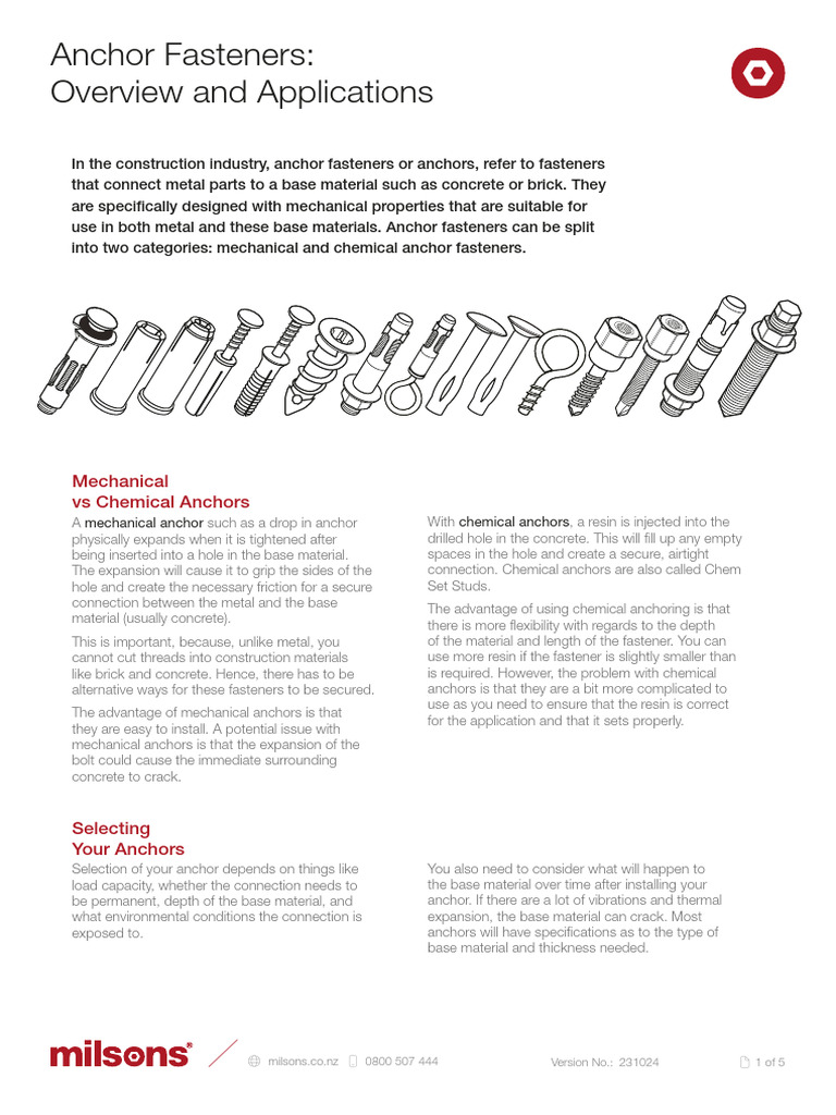 Types of Anchor Fasteners Explained | PDF | Screw | Adhesive