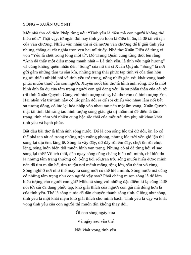 Sóng - Xuân Qu NH | PDF