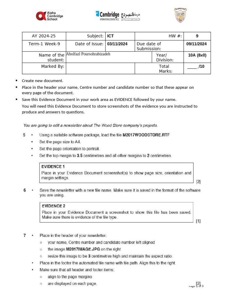 Student ICT Assignment Guide | PDF