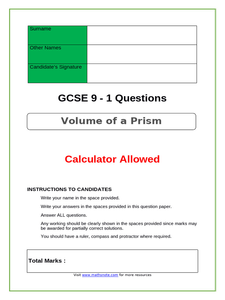 Volume of A Prism | PDF | Career & Growth | Teaching Methods & Materials