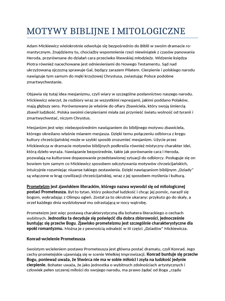 Motywy Biblijne I Mitologiczne | PDF