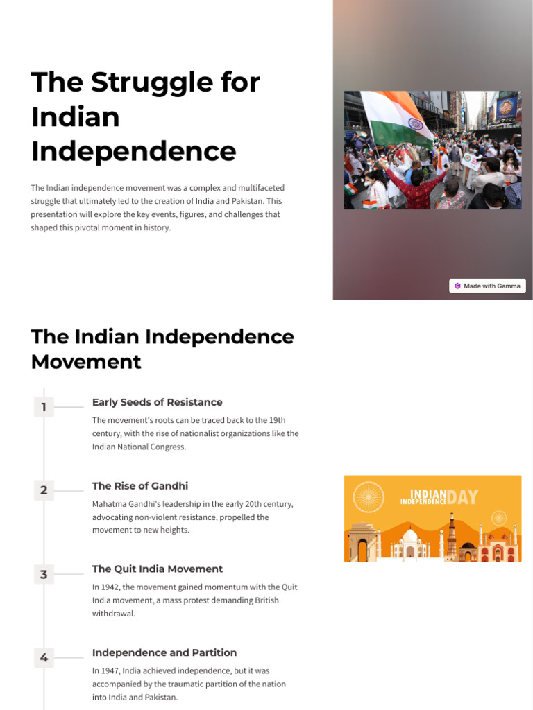 Indian Independence Movement Overview | PDF | Partition Of India ...