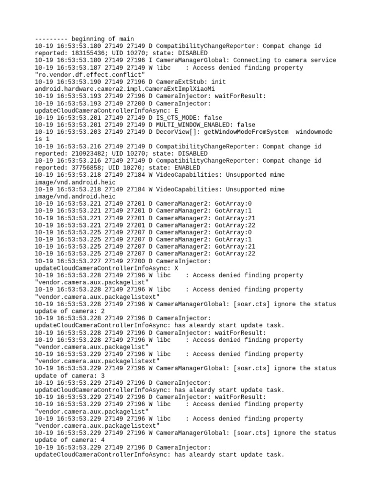 Camera Service Connection Logs | PDF | Software | Computing