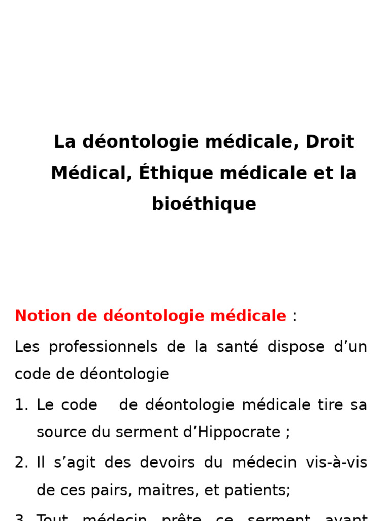 Code de Déontologie Médicale Algérien | PDF | Bioéthique | Médecin