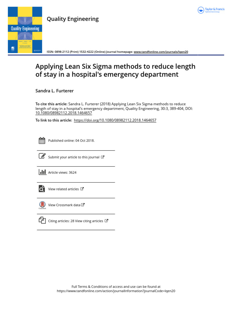 Lean Six Sigma in Emergency Departments | PDF | Patient | Hospital