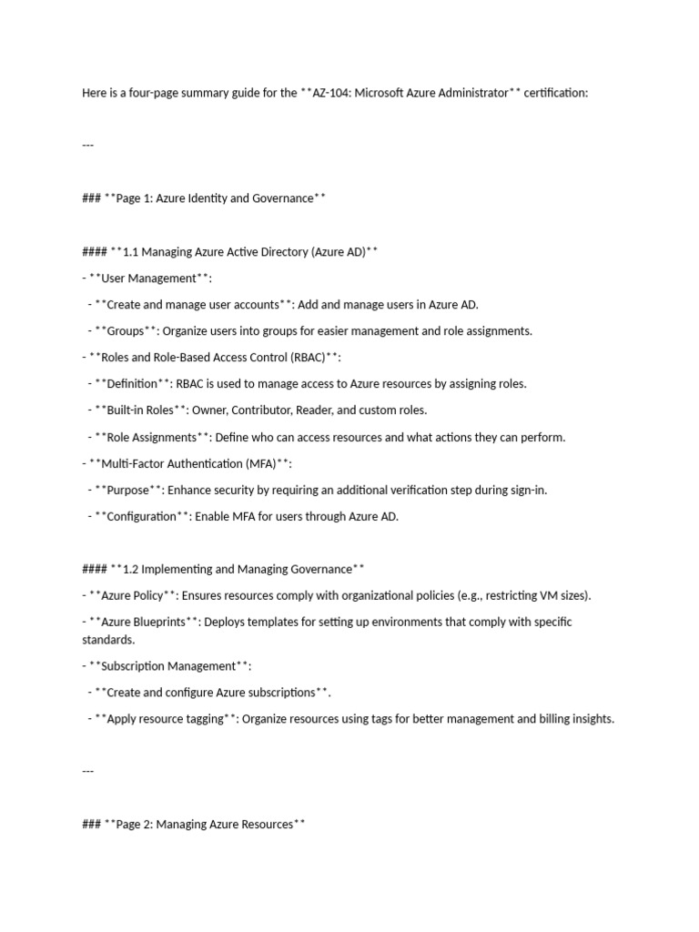 az-104 summary | PDF | Microsoft Azure | Virtual Machine