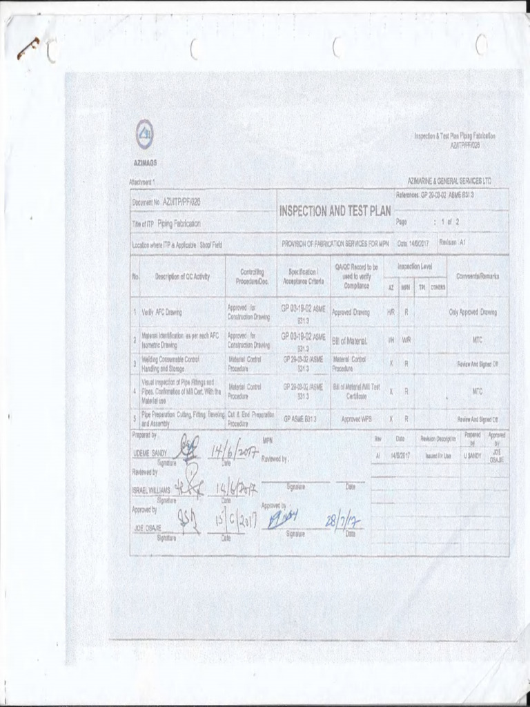 Piping Fab. Itp | PDF