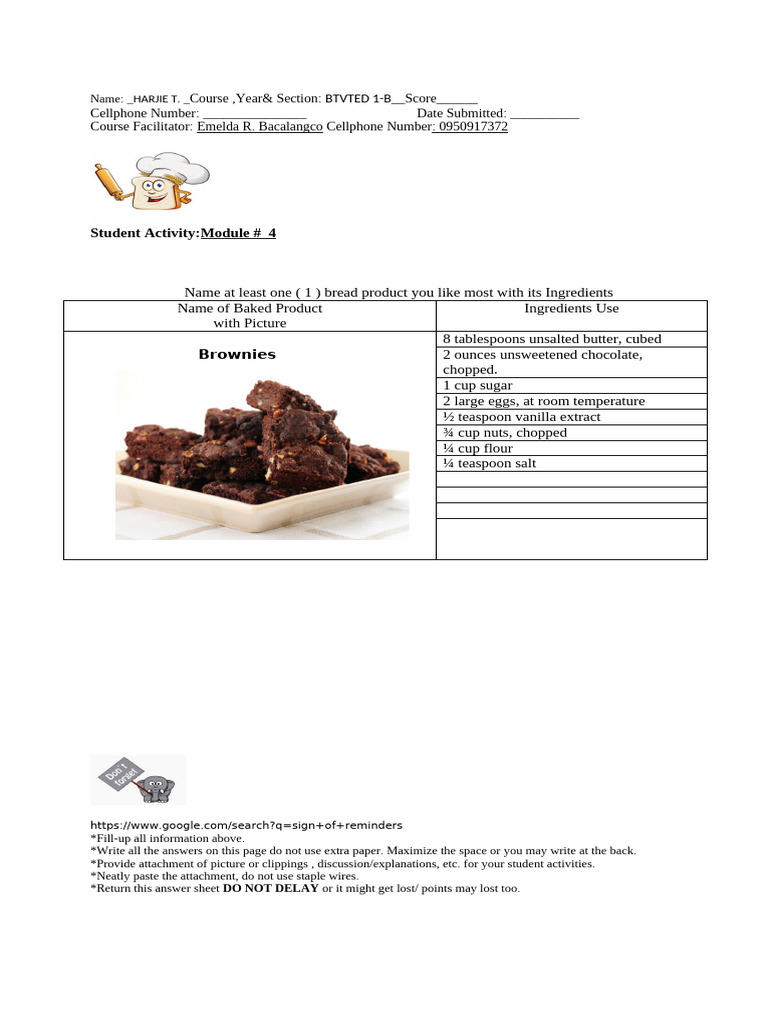 Worksheet 4 | PDF | Breads | Baking